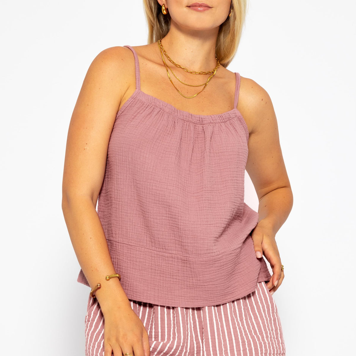Muslin top with straps - dusty pink – SASSYCLASSY